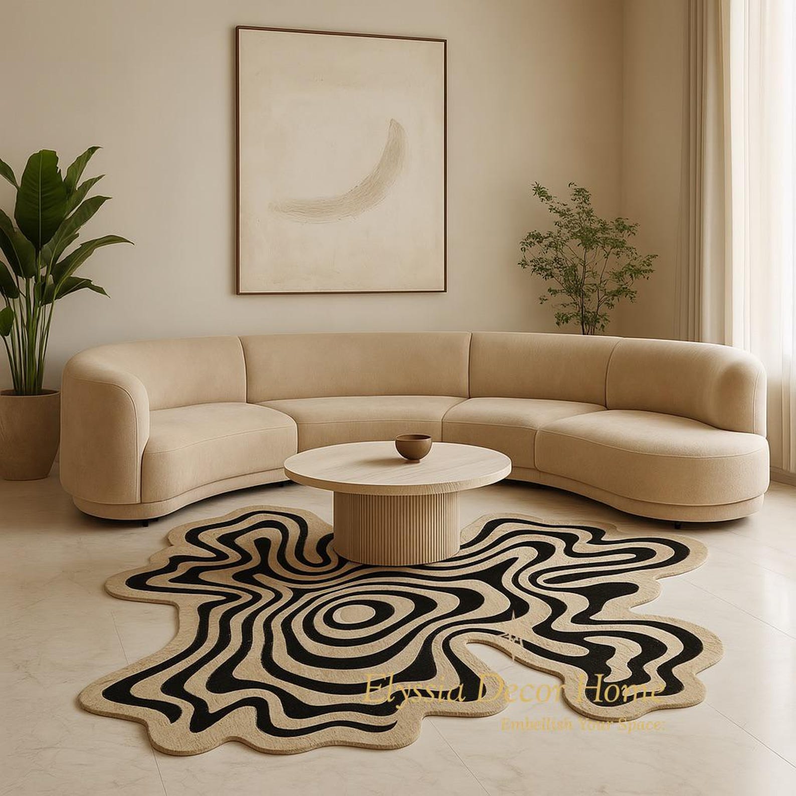 Irregular Cowhide Rug – Handmade Wavy Patchwork Rug – Abstract Leather ...