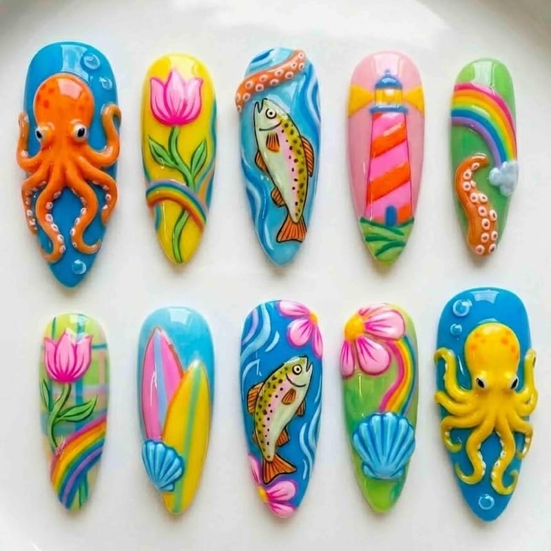 Octopus Nails - Etsy