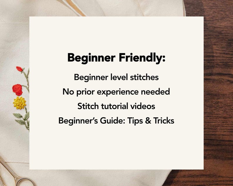 Poppy Meadow Embroidery Pattern PDF | Beginner Floral Hand Stitch Guide ...