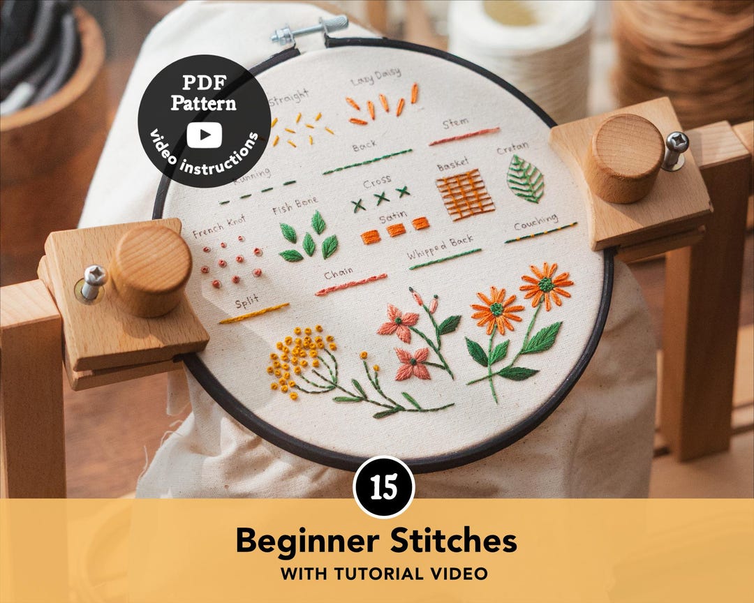 Beginner Hand Embroidery Practice Sampler Pattern Pdf | Tutorial Video ...