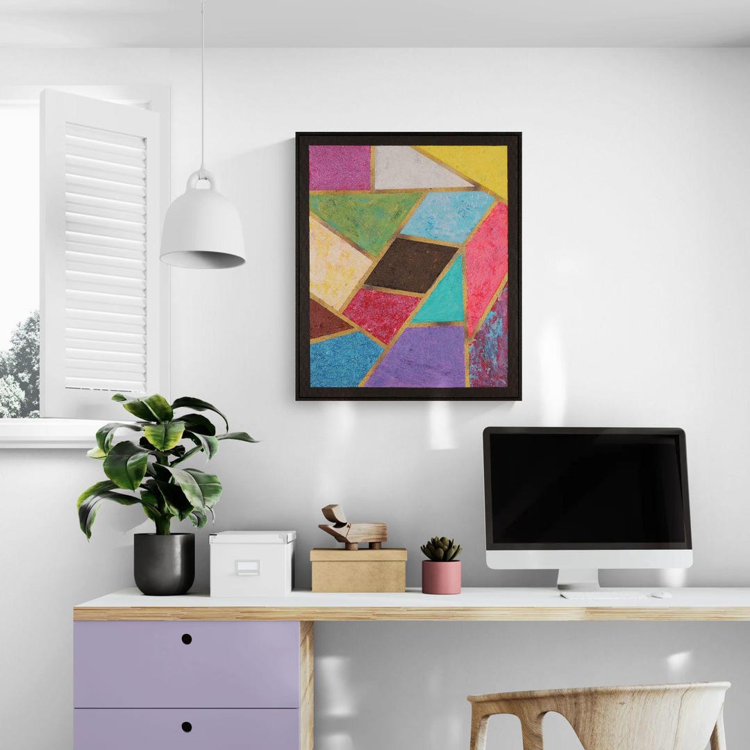 Original Textured Acrylic Art 67x56cm - Prismatica - Framed Abstract ...