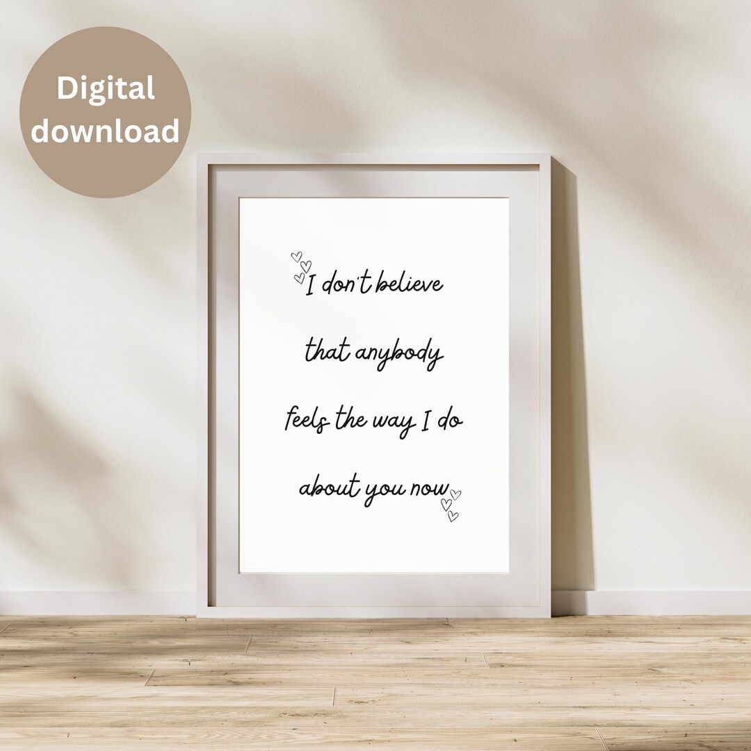 Music Inspired Wall Art Print – Lyric Quote Poster | Romantic Music ...