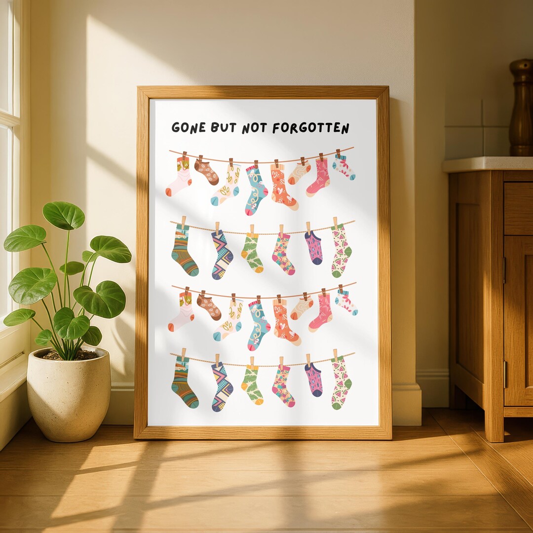 Gone but Not Forgotten Sock Print – Funny Laundry Room Wall Art ...