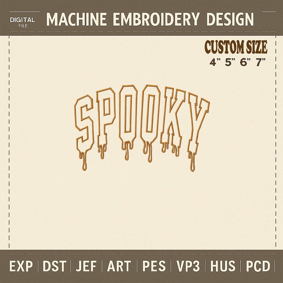 Spooky Drip Font Embroidery Design – Creepy Halloween Lettering ...