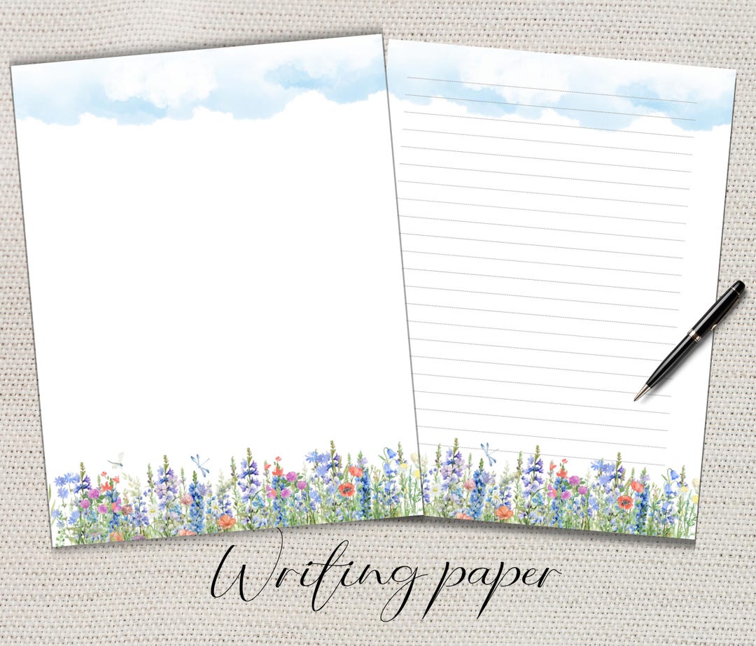 Wildflower Writing Paper Lined Unlined-a4/a5 Pen Pal Supplies ...