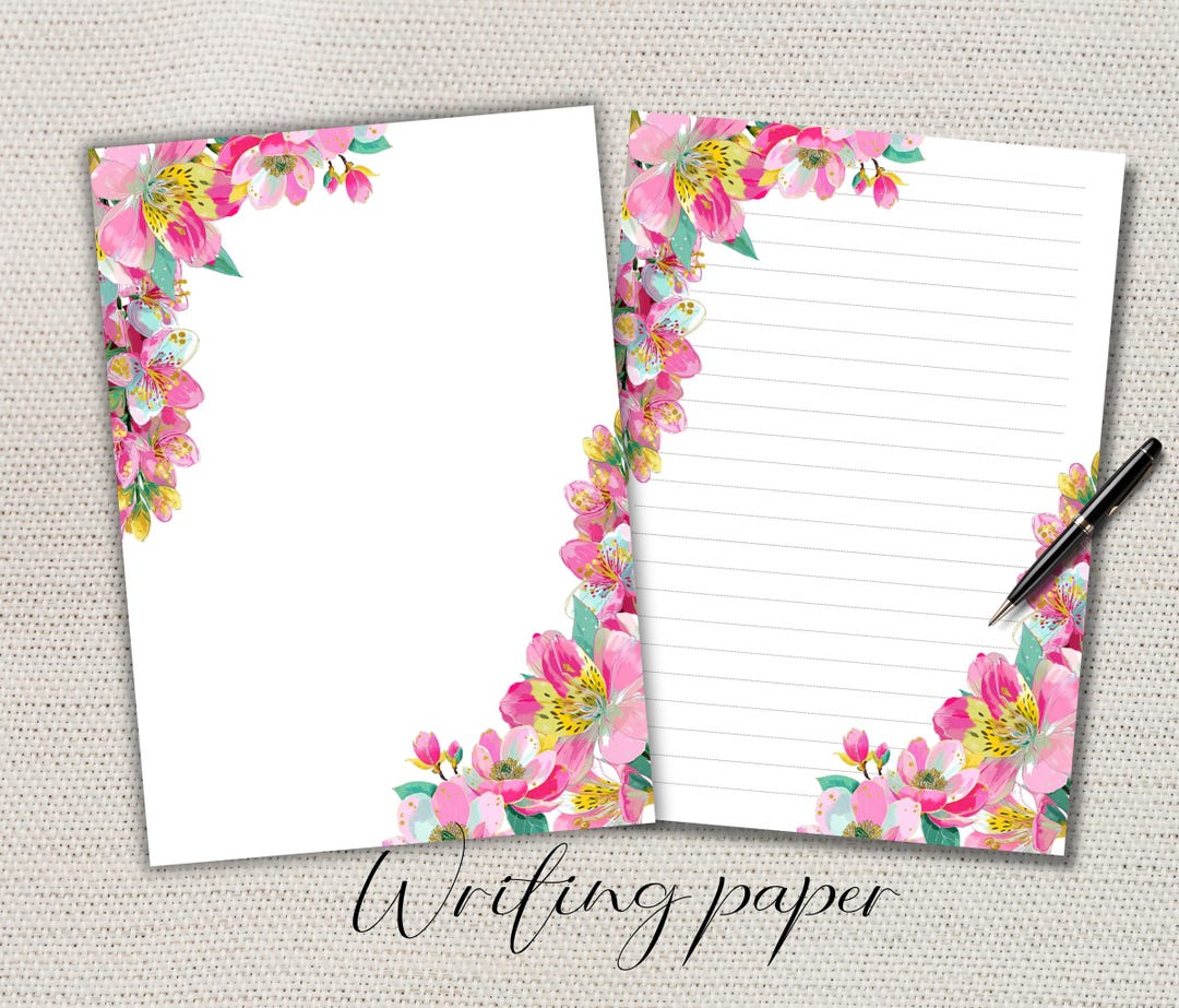 Flower Writing Paper Lined Unlined-a4/a5 Pen Pal Supplies-letter ...
