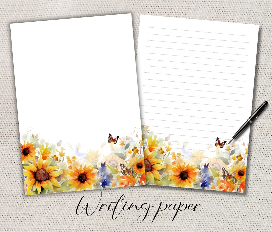 Sunflower Writing Paper Lined Unlined-a4/a5 Pen Pal Supplies-letter ...