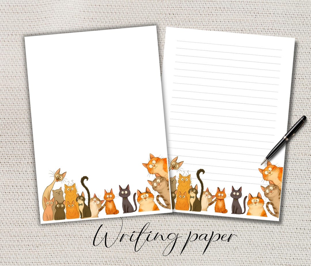 Funny Cats Writing Paper Lined Unlined-a4/a5 Pen Pal Supplies-letter ...