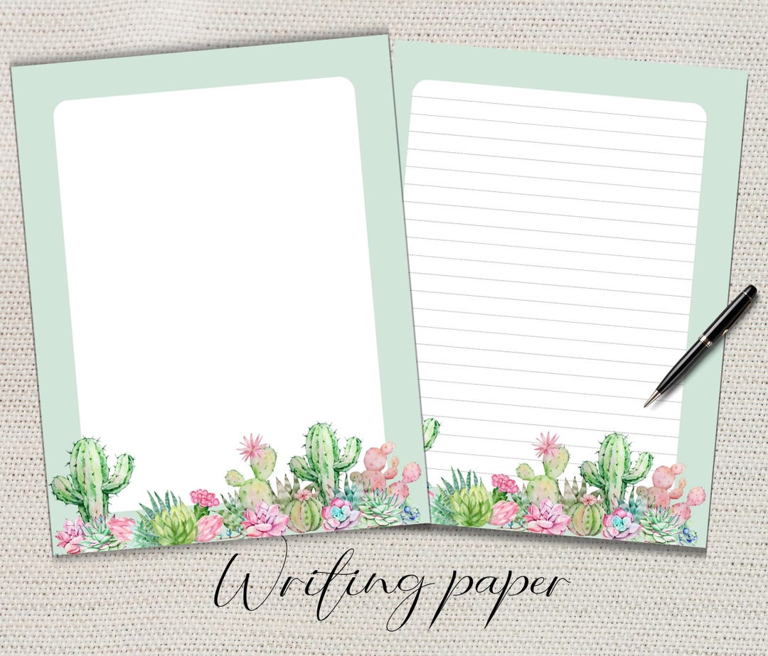 Cactus Writing Paper Lined Unlined-a4/a5 Pen Pal Supplies-flower ...