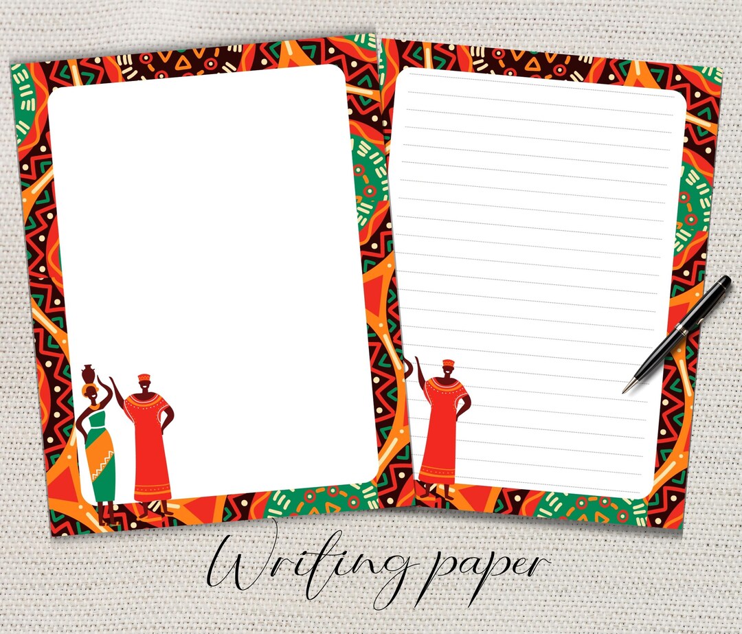 African Motif Paper Lined Unlined-a4/a5 Pen Pal Supplies-african Style ...