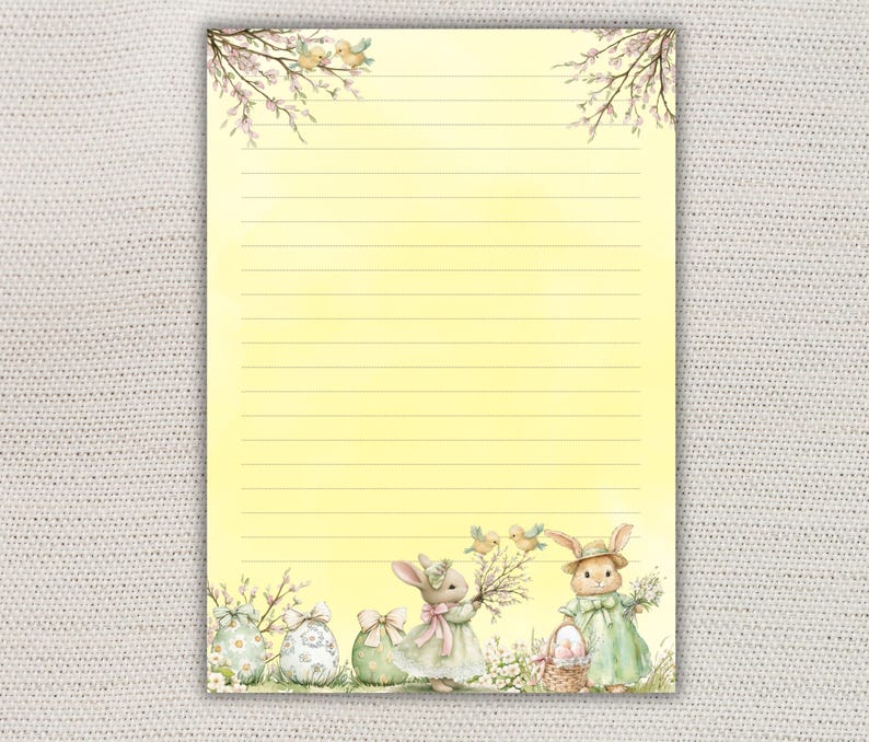 Easter Bunny Writing Paper Lined Unlined-a4/a5 Pen Pal Supplies-bunny ...