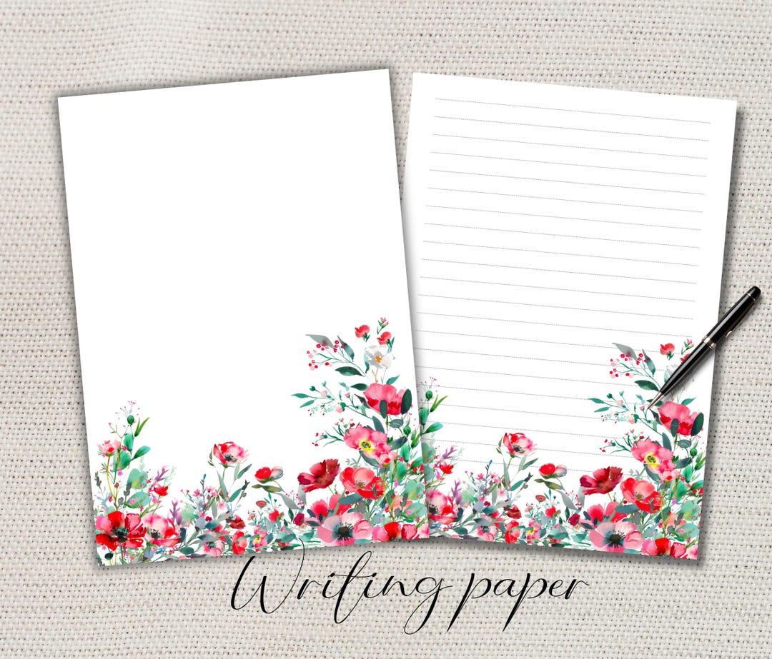Watercolor Wildflower Writing Paper Lined Unlined-a4/a5 Pen Pal ...