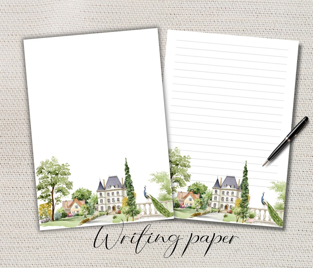 French Chateau Writing Paper Lined Unlined-a4/a5 Pen Pal Supplies ...
