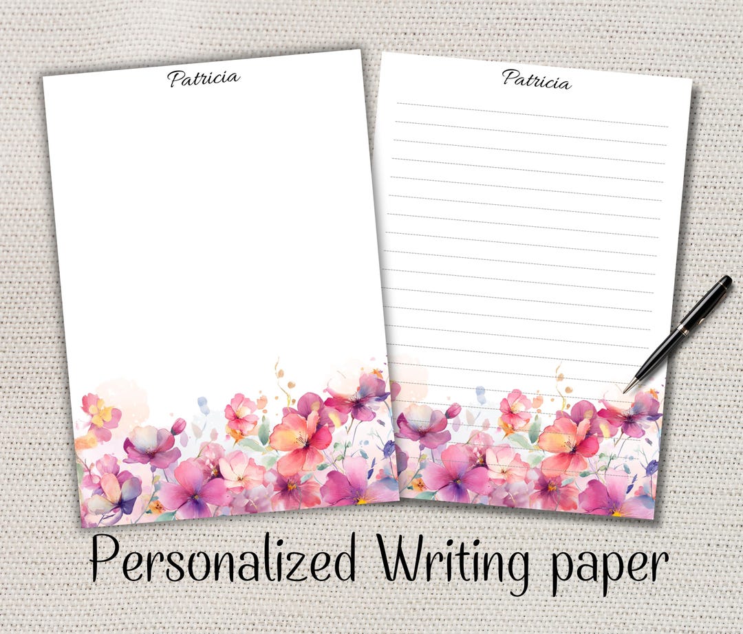 Personalized Flower Writing Paper-flower Stationery Lined Unlined-a4/a5 ...