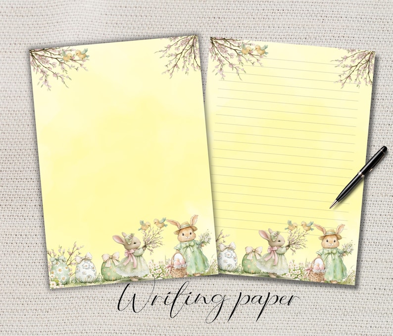 Easter Bunny Writing Paper Lined Unlined-a4/a5 Pen Pal Supplies-bunny ...