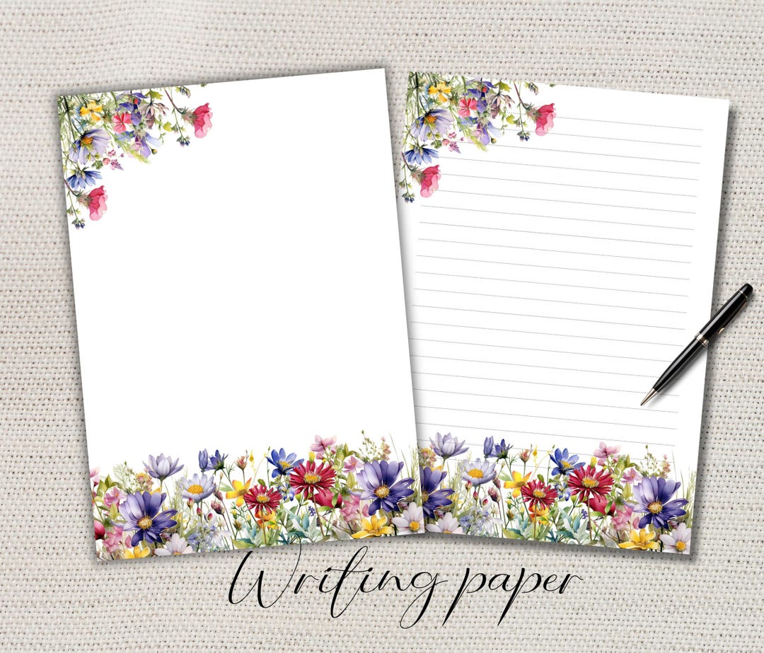 Wildflower Writing Paper Lined Unlined-a4/a5 Pen Pal Supplies-flower ...