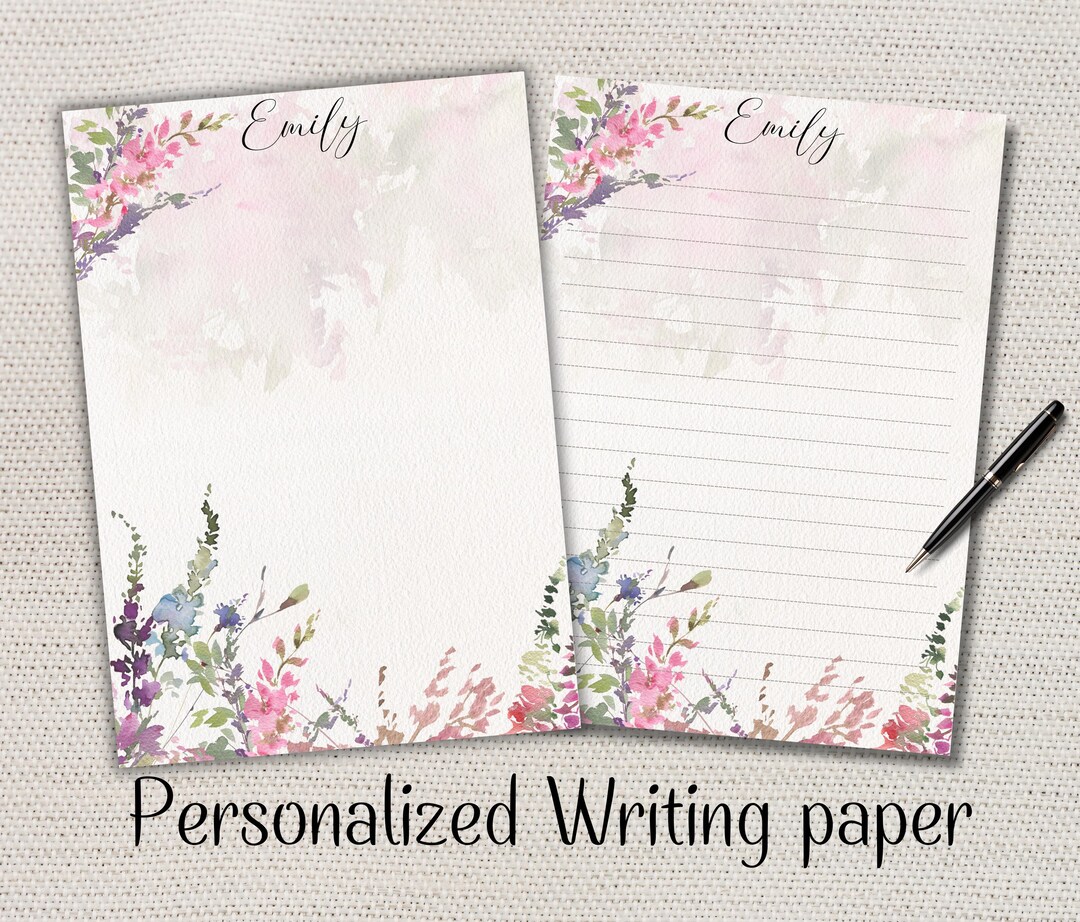 Personalized Watercolor Flower Notepaper -personalized Wildflower ...
