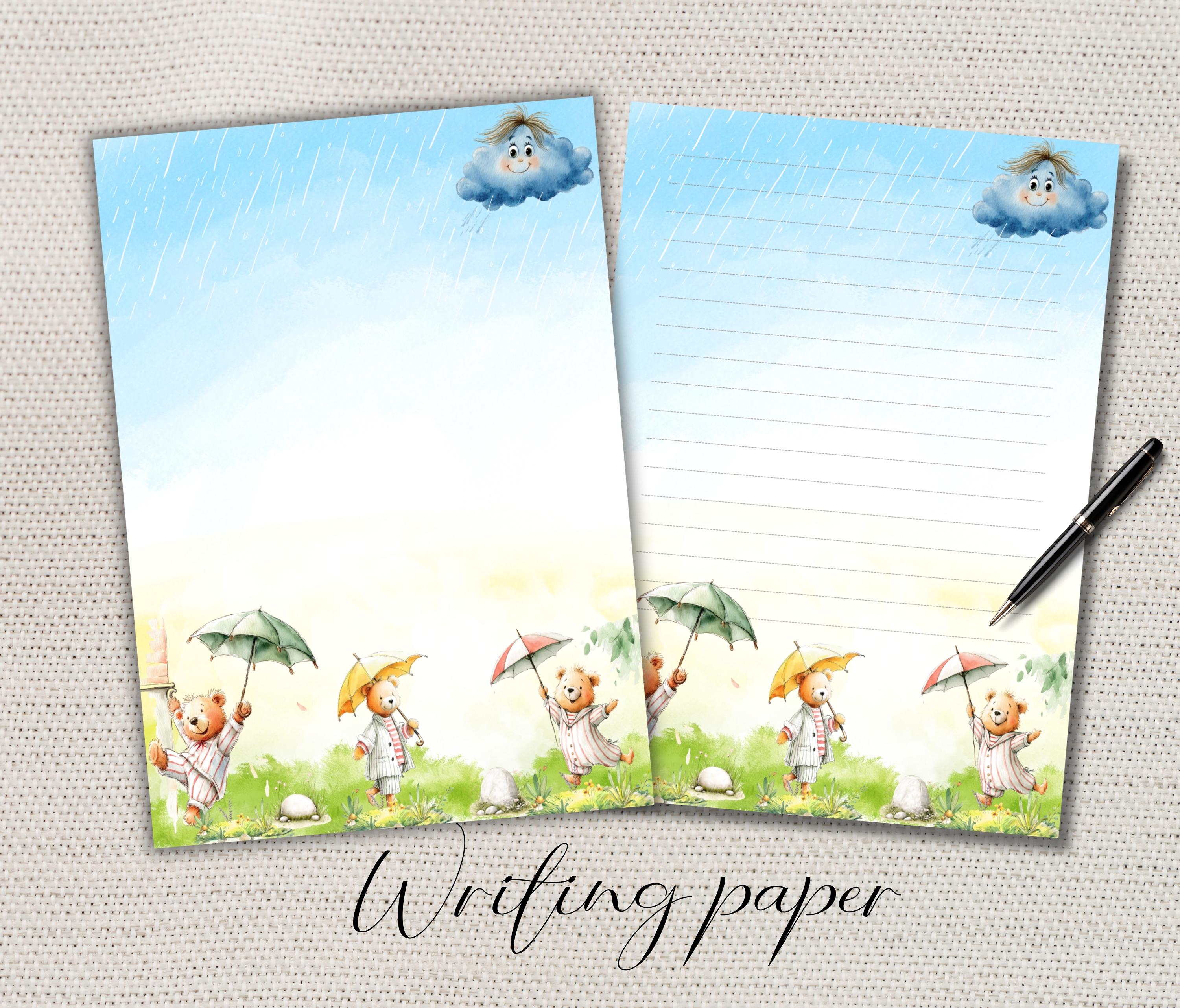 Rainy Day Writing Paper Lined Unlined-a4/a5 Pen Pal Supplies-letter ...