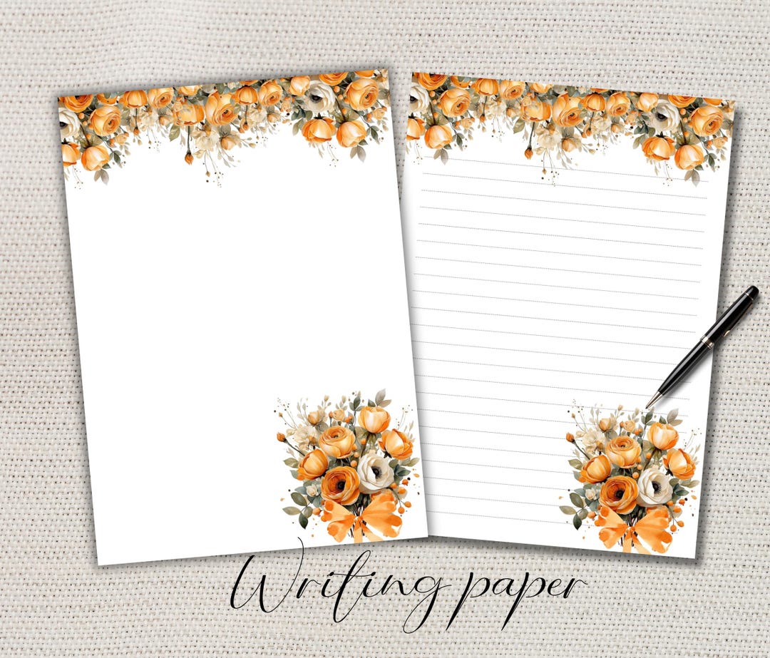 Flower Writing Paper Lined Unlined-a4/a5-pen Pal Supplies-sheets for ...