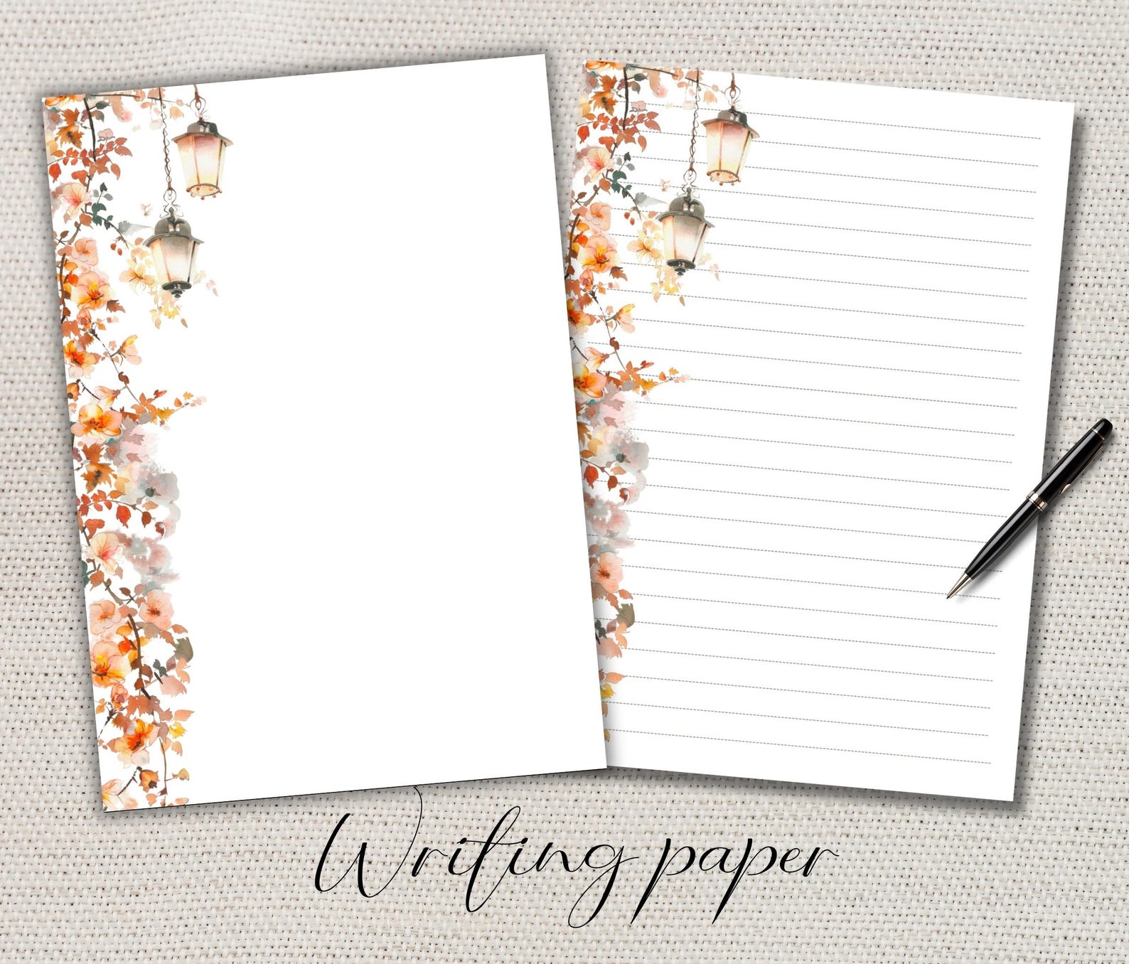 Street Lamps and Flowers Writing Paper Lined Unlined-a4/a5 Pen Pal ...