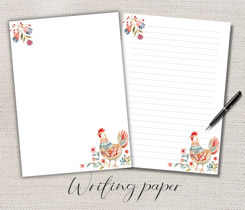 Folk Writing Paper Lined Unlined-a4/a5 Pen Pal Supplies-folk Stationery ...