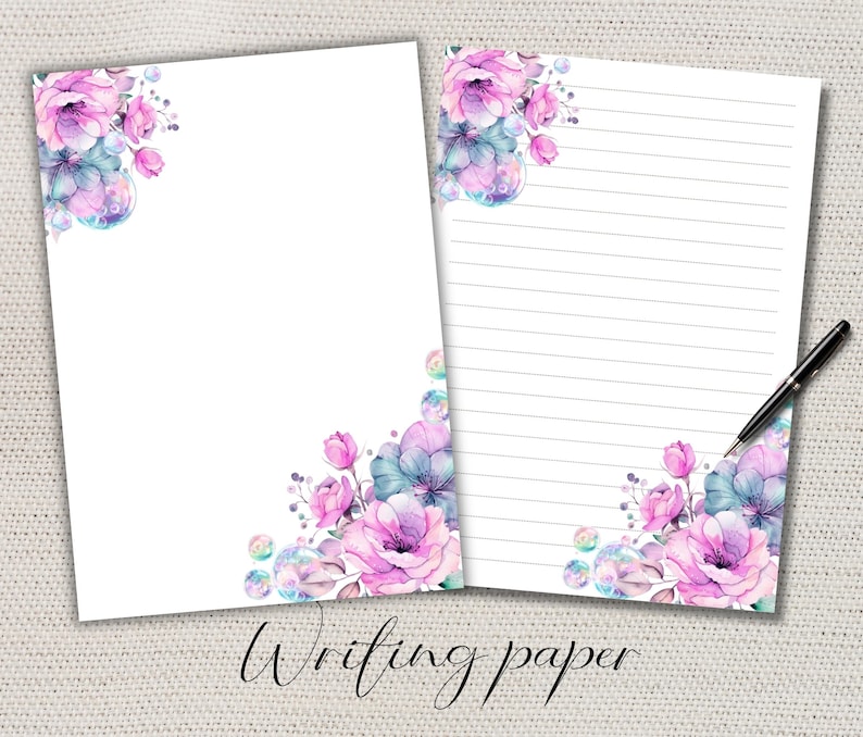 Flower Writing Paper Lined Unlined-a4/a5 Pen Pal Supplies-letter ...