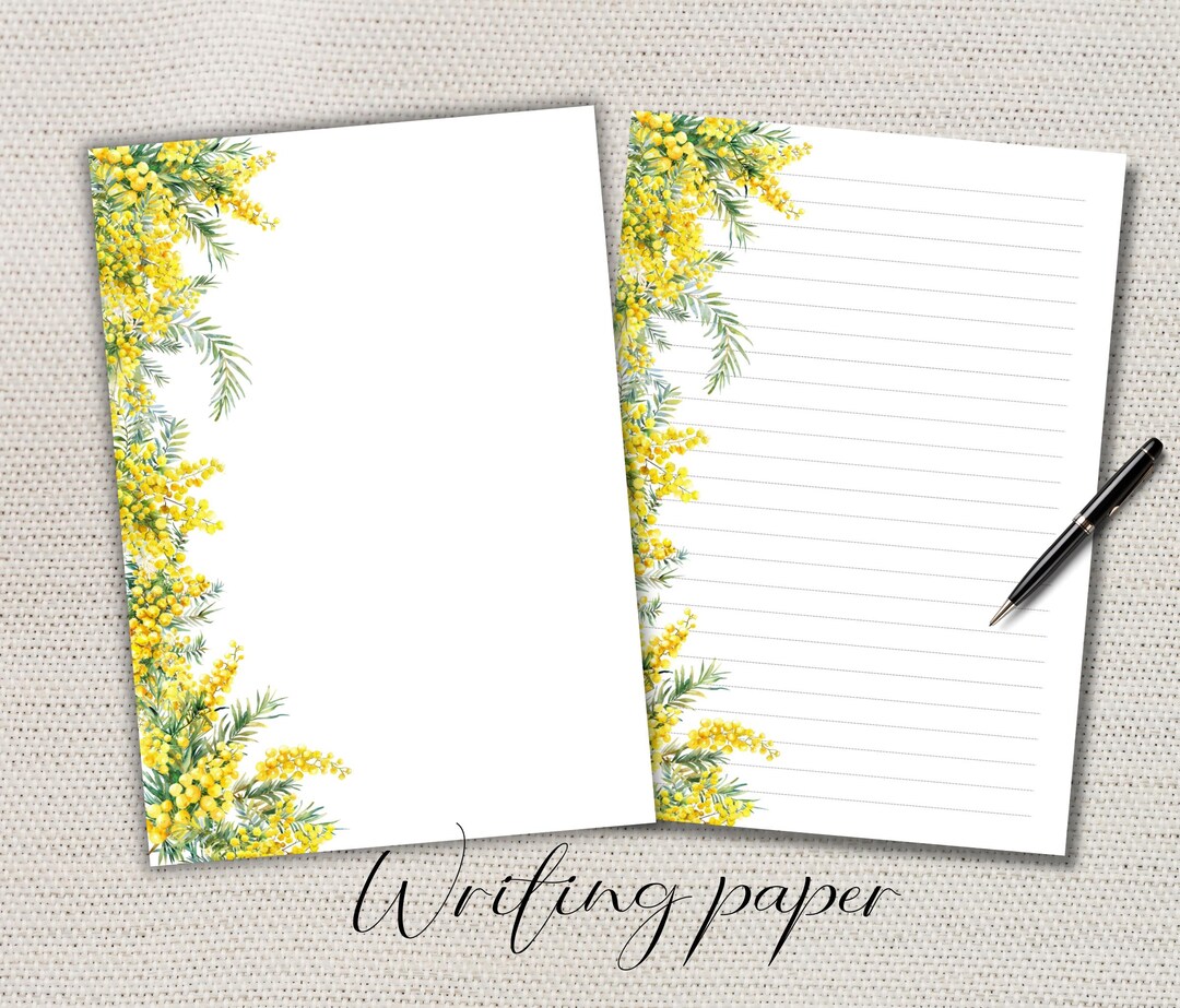 Mimosa Spring Flower Writing Paper Lined Unlined-a4/a5 Pen Pal Supplies ...