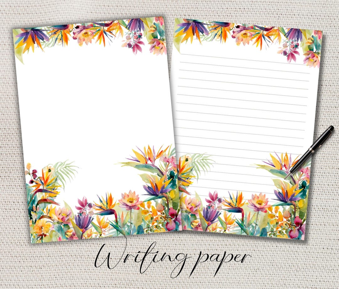 Flower Writing Paper Lined Unlined-a4/a5 Pen Pal Supplies-letter ...