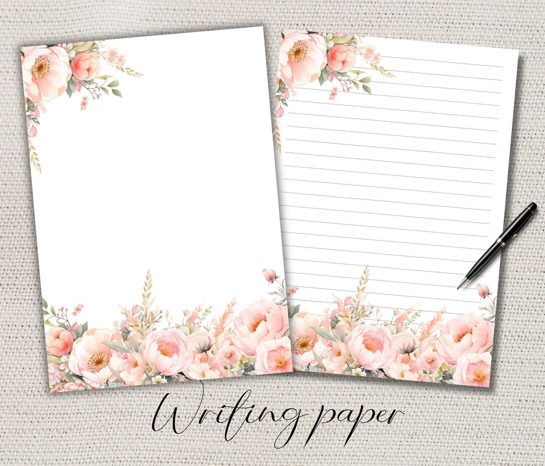 Flower Writing Paper Lined Unlined-a4/a5 Pen Pal Supplies-peony ...