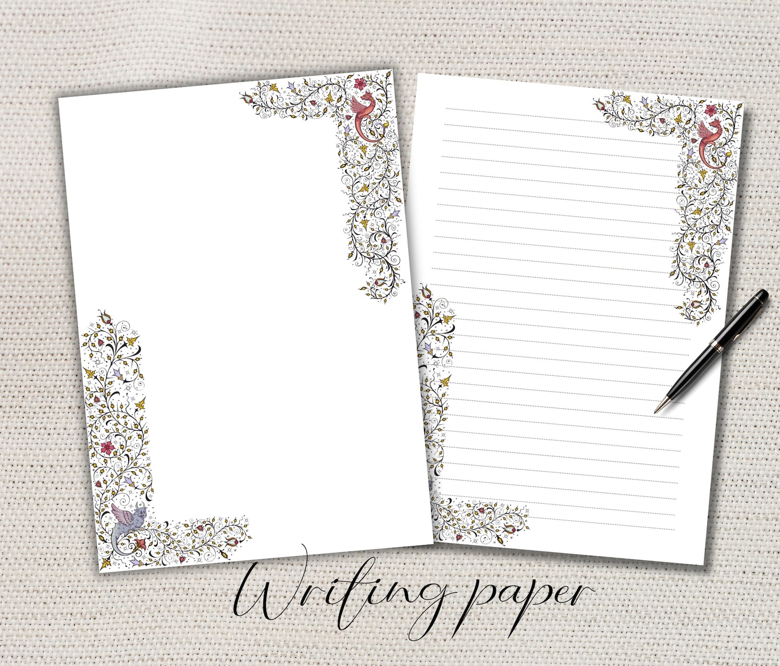 Medieval Manuscript Writing Paper Lined Unlined-a4/a5 Pen Pal Supplies ...