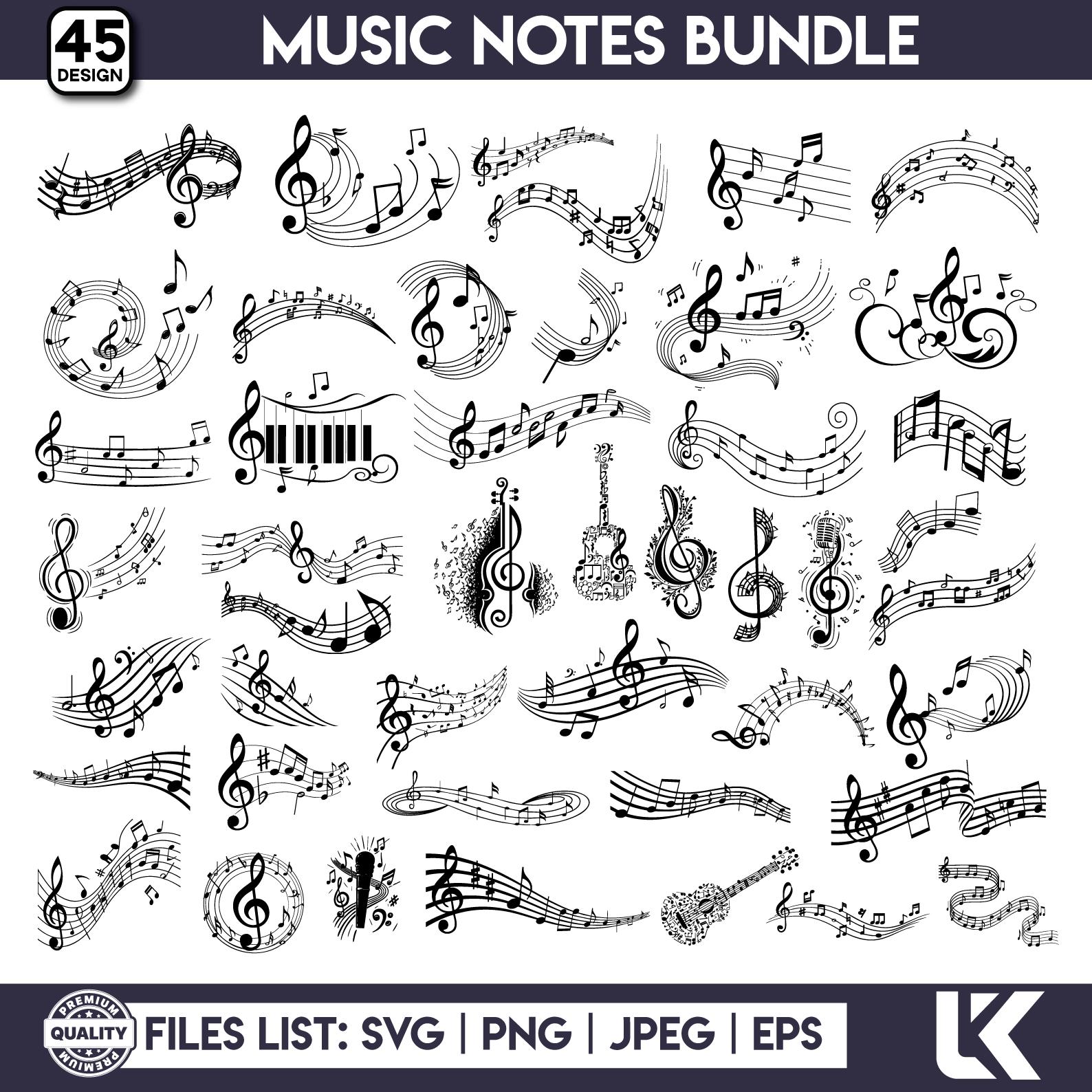 Music Notes Svg Png Bundle, Musical Notes Clipart, Music Notes Svg ...