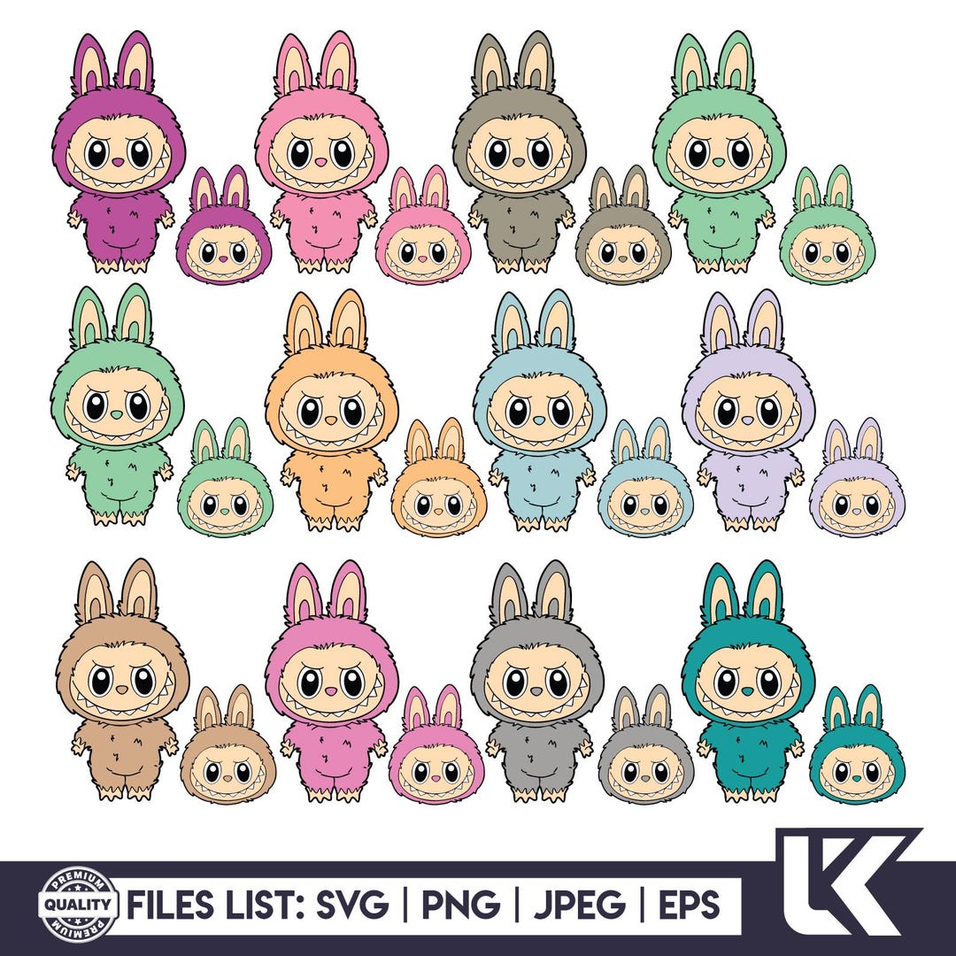 Labubu SVG-Bundle, Labubu Clipart, Labubu PNG, süßer Labubu Vektor ...
