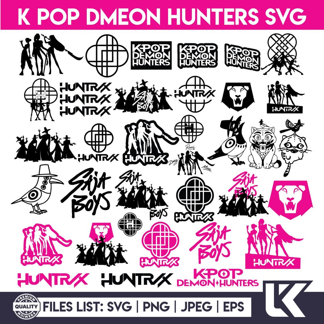 Huntrix Kpop Demon Hunter Svg Png Bundle, Huntrix Svg, Sa-ja Boys Svg ...