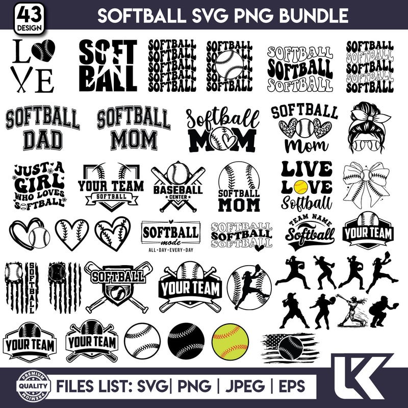 Softball Svg - Etsy