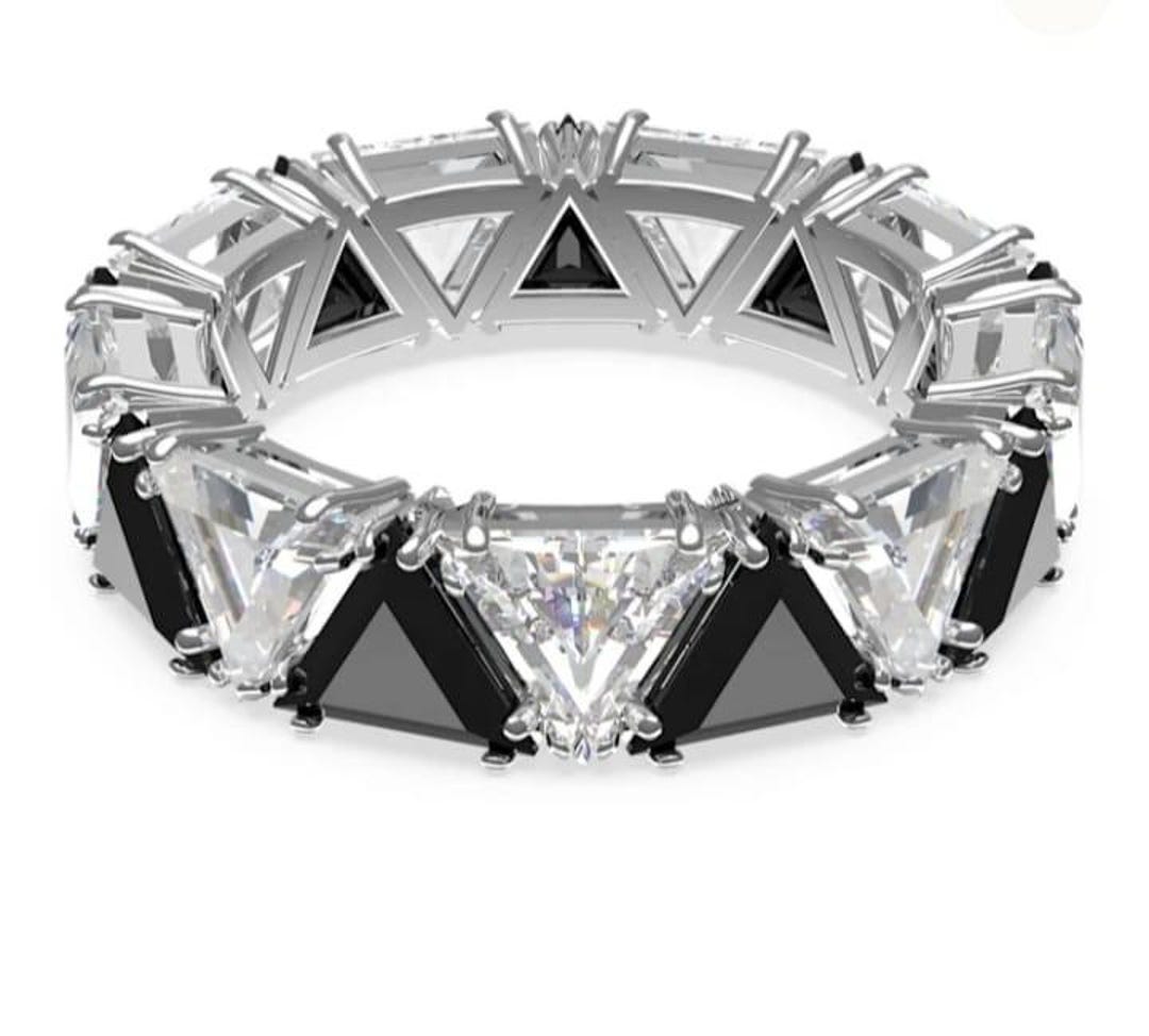 Trillion Black Moissanite Eternity Band, Sterling Silver Promise Ring ...
