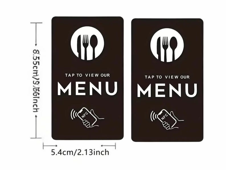 Set of 3 NFC Menu Cards – “tap to View Our MENU” | Contactless Digital ...