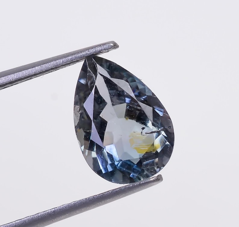 2ct Natural Blue Tourmaline Faceted Gemstone- Pear Cut Loose Stone for ...