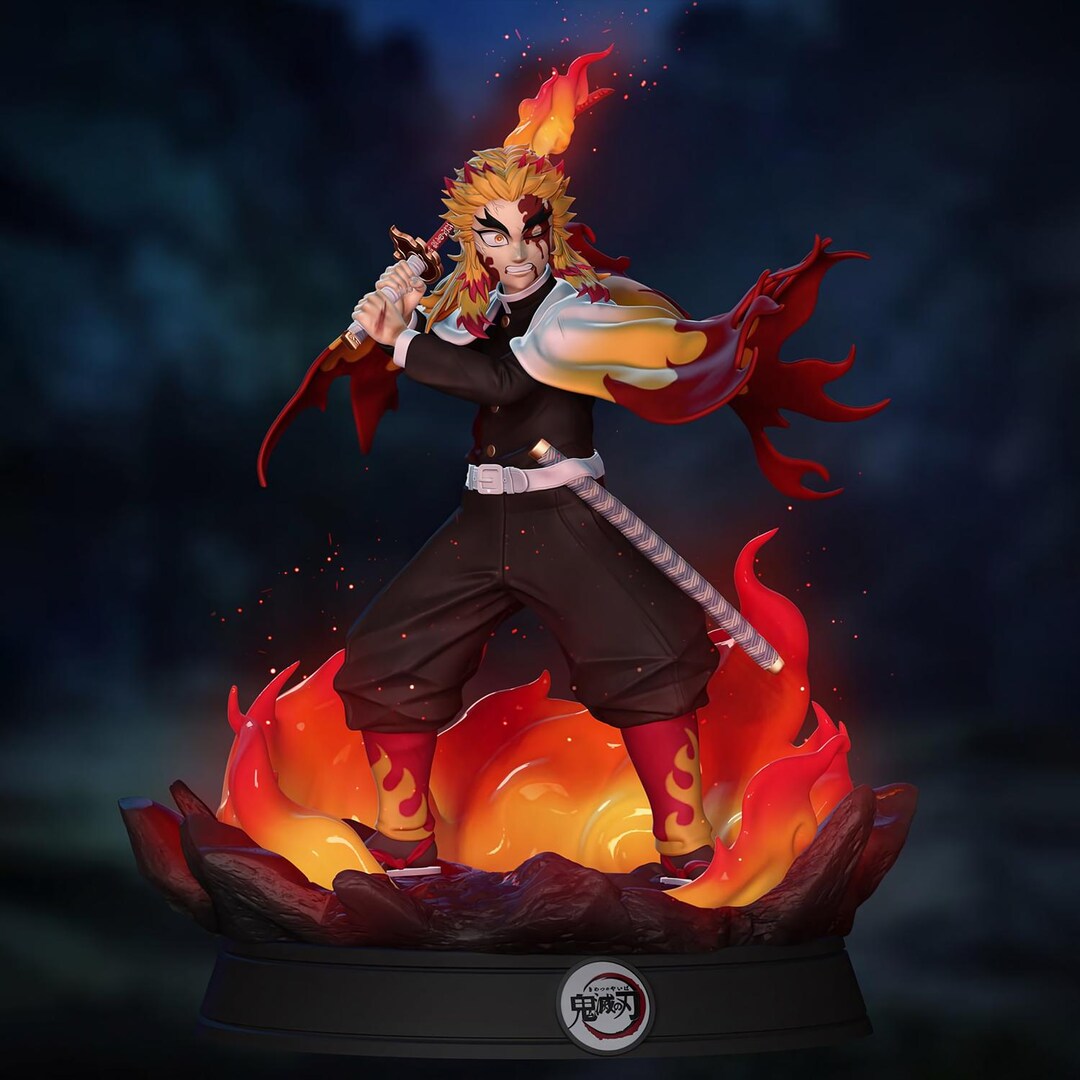 Anime Flame Warrior STL 3D Print File | Fire Sword Pose STL | Burning ...