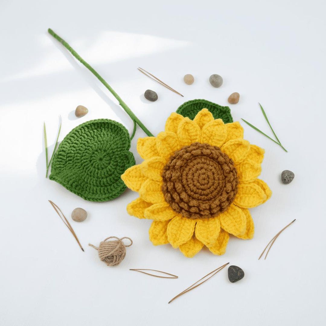Crochet Sunflower Pattern - Easy Crochet Flower Home Decor, DIY Floral ...