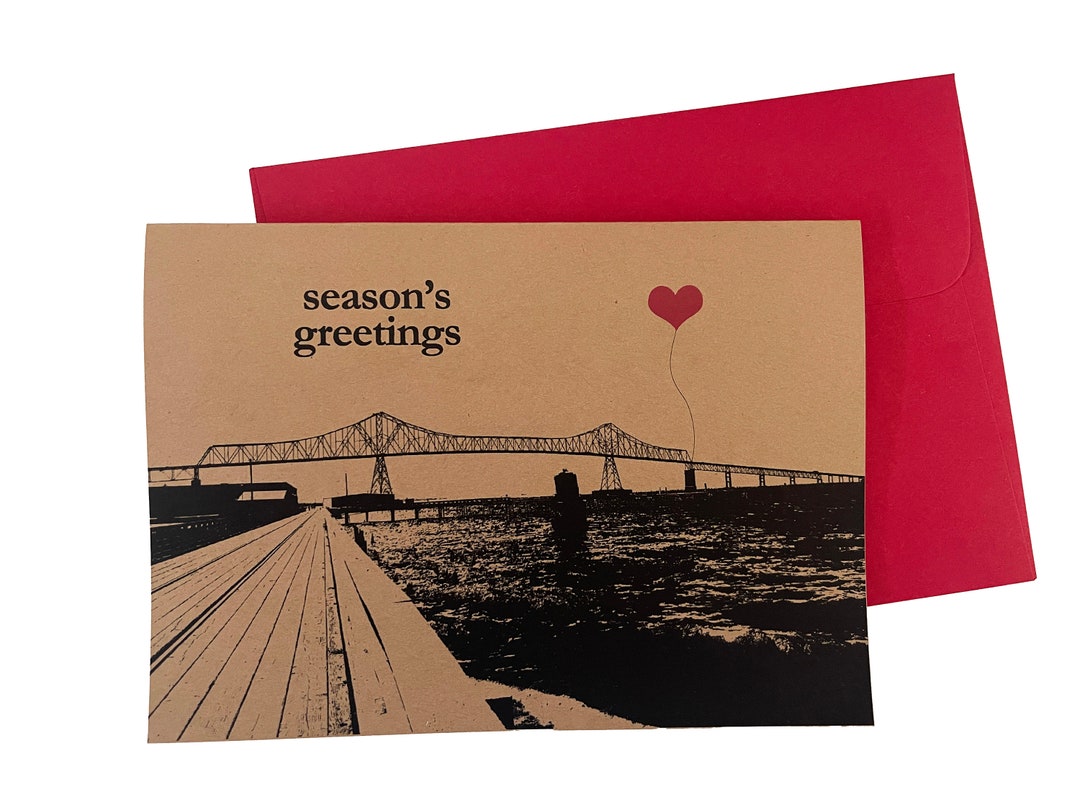 Season's Greetings Astoria-megler Bridge Christmas Recycled Kraft Note ...