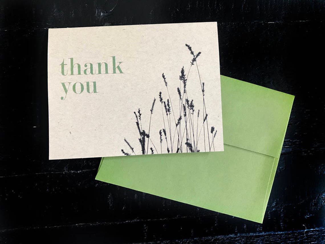 Thank You With Wheat Note Card Set - Etsy