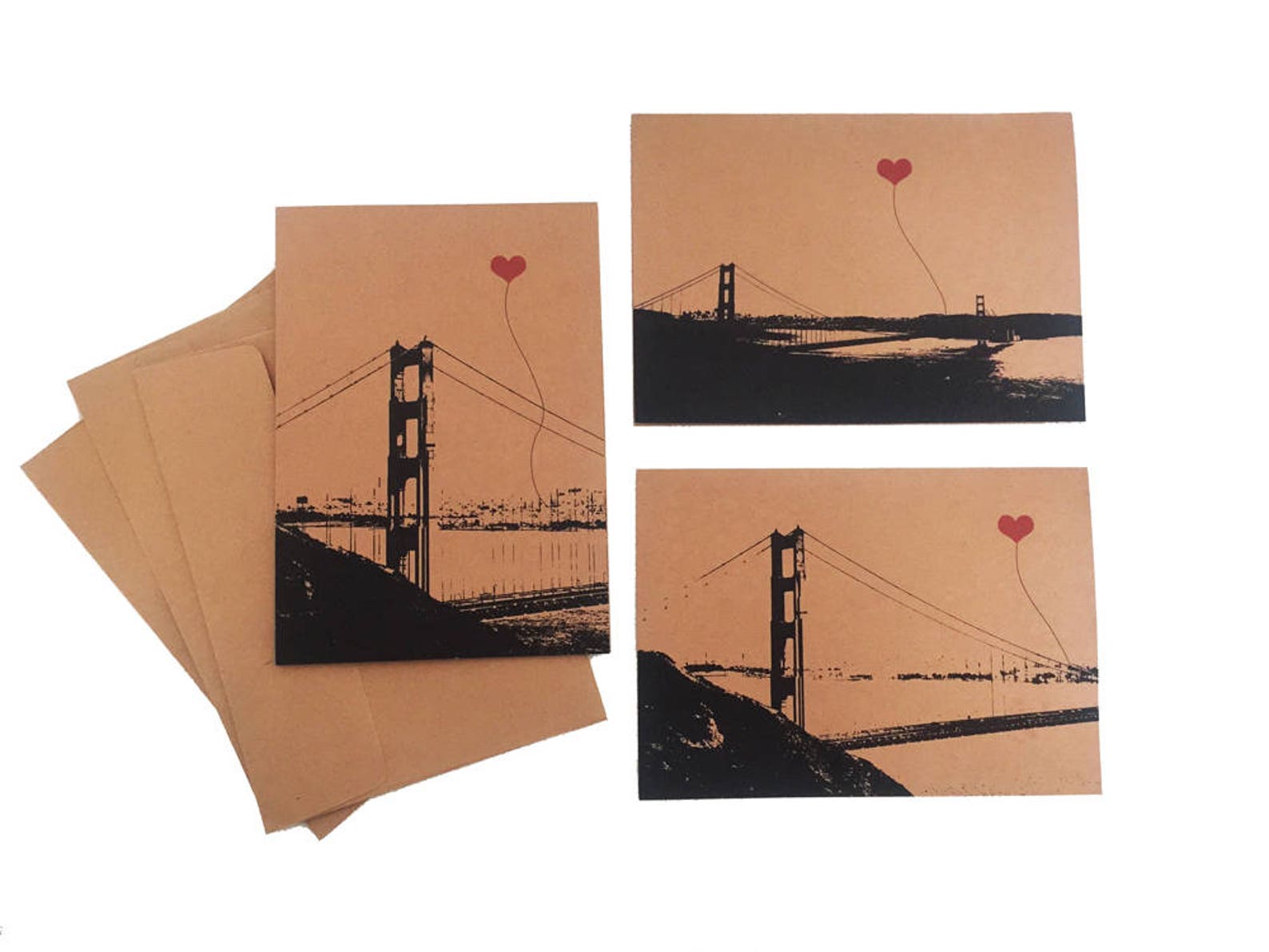 Heart in SF Note Card Set of 3 San Francisco Golden Gate - Etsy