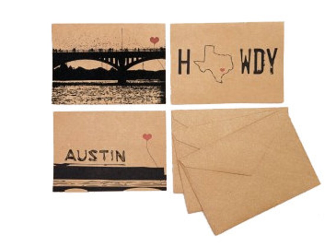 Austin Texas Lover's Set of 3 Note Cards - Etsy
