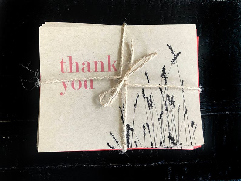 Thank You With Wheat Note Card Set - Etsy