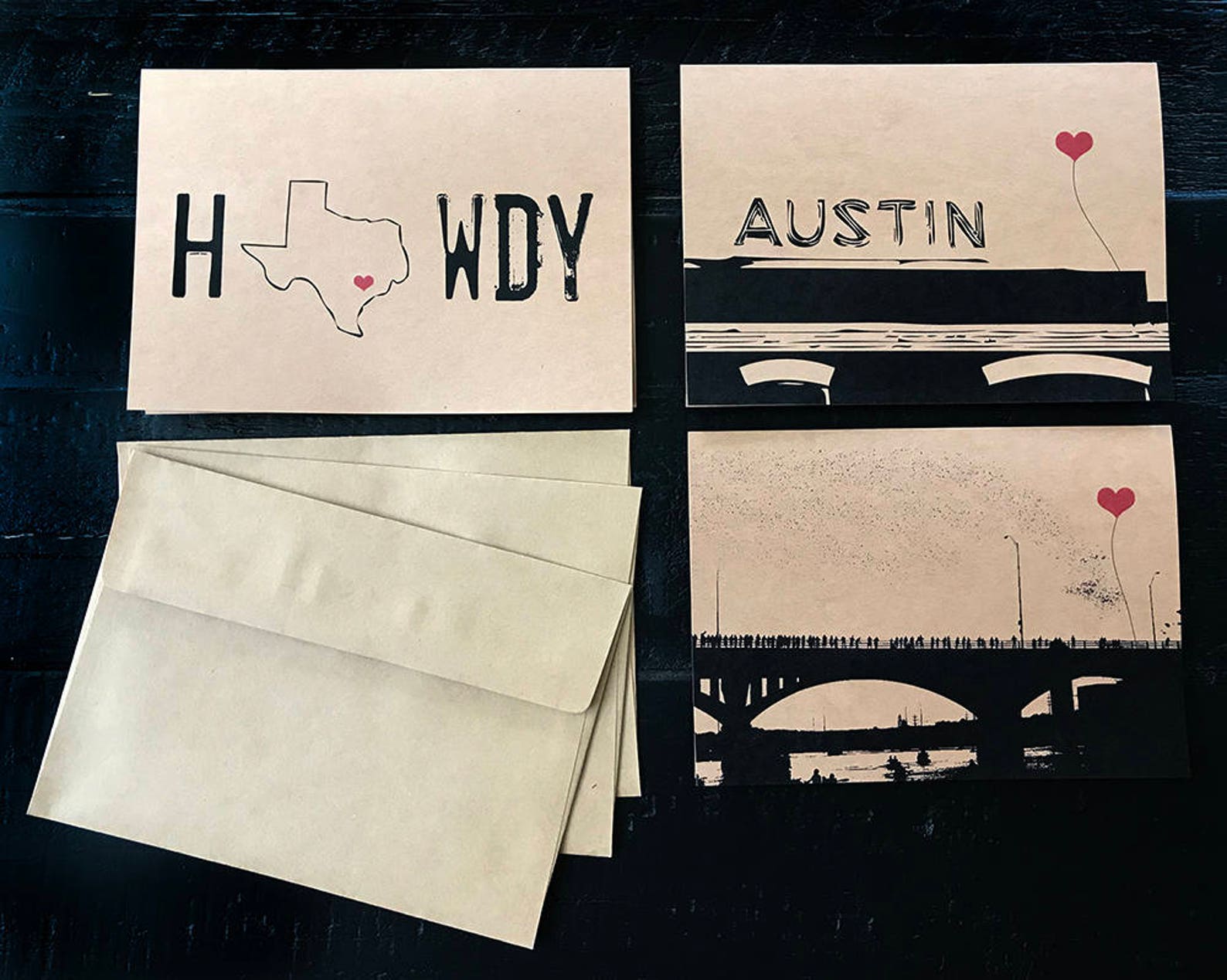 Austin Texas Lover's Set of 3 Note Cards - Etsy