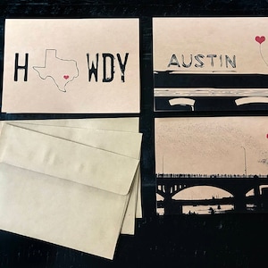 Austin Texas Lover's Set of 3 Note Cards - Etsy