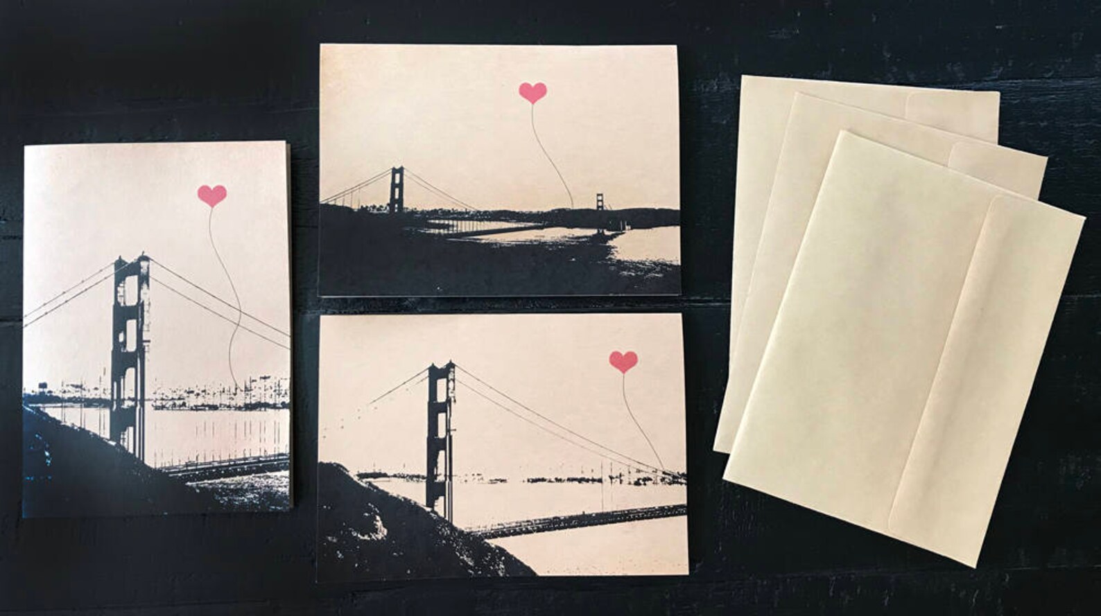 Heart in SF Note Card Set of 3 San Francisco Golden Gate - Etsy