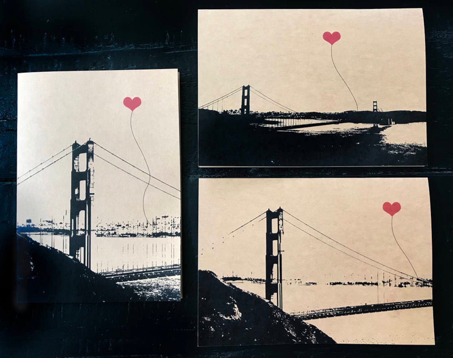 Heart in SF Note Card Set of 3 San Francisco Golden Gate - Etsy