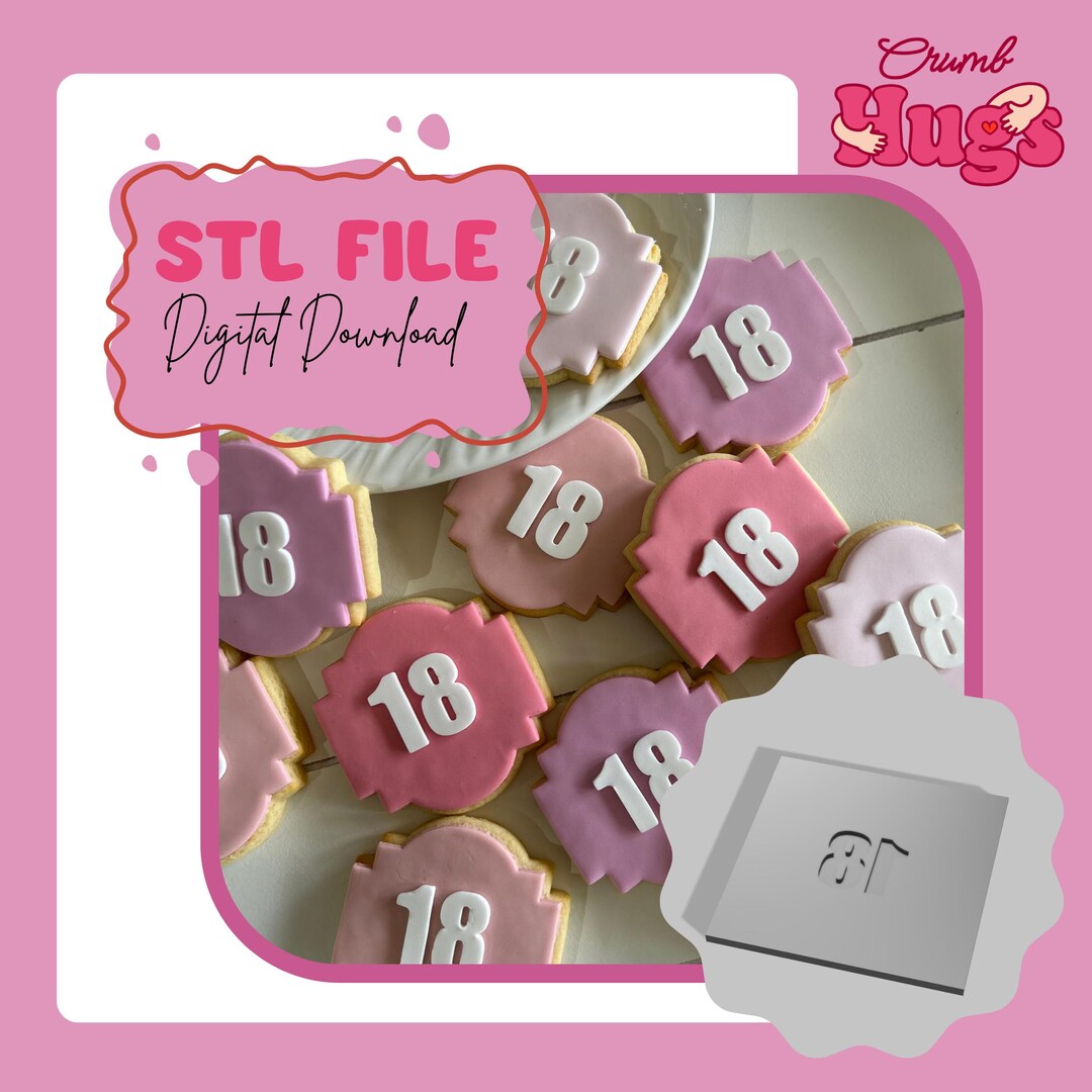 Number 18 (eighteen) Fondant Stamp / Cookie Stamp STL File - Etsy
