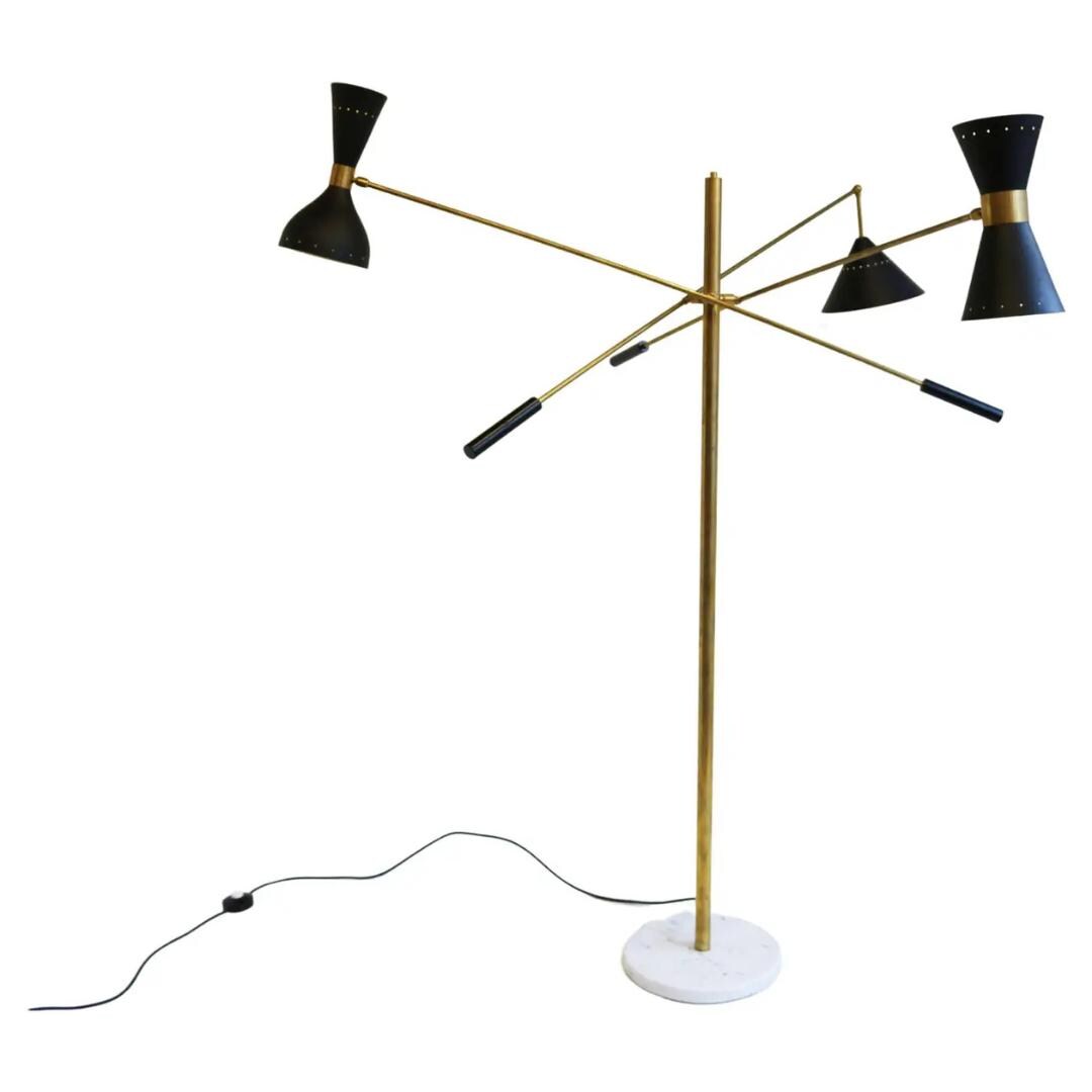 Mid Century 3 Arm Contrapasso Brass Floor Lamp Italian Lighting Decor ...
